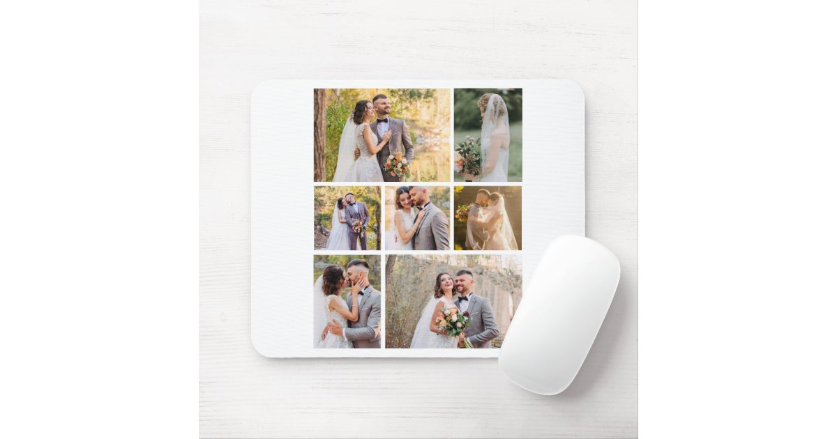 Create Your Own 7 Photo Wedding Collage Mouse Pad | Zazzle