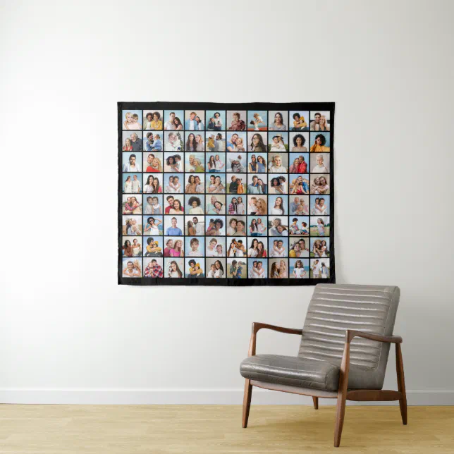Create Your Own 80 Photo Collage Editable Color Tapestry | Zazzle