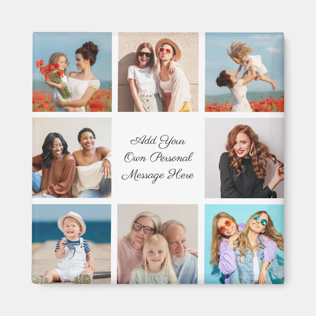 Create Your Own 8 Photo Collage Add Your Greeting Magnet | Zazzle