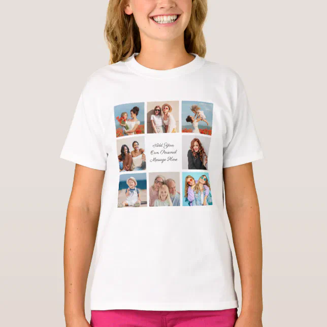 Create Your Own 8 Photo Collage Add Your Greeting T-Shirt | Zazzle