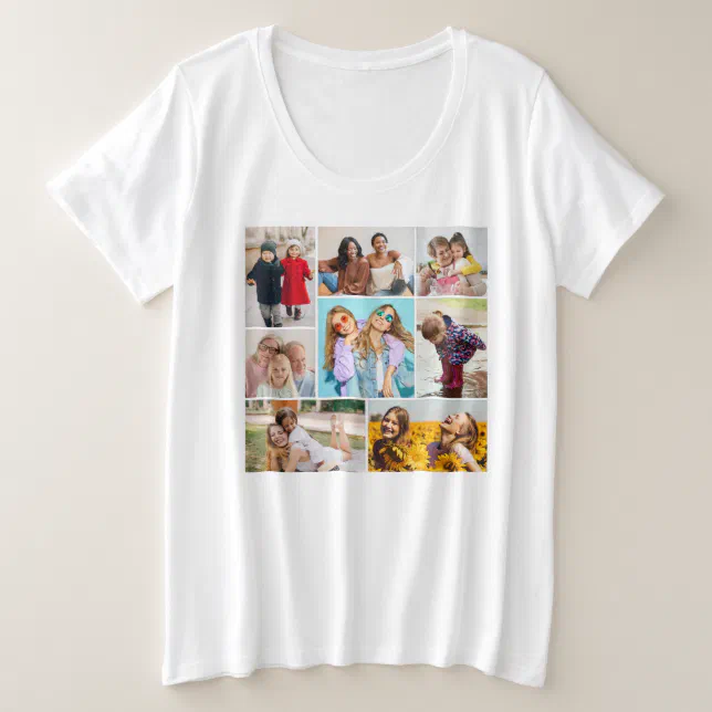 Create Your Own 8 Photo Collage Plus Size T-Shirt | Zazzle