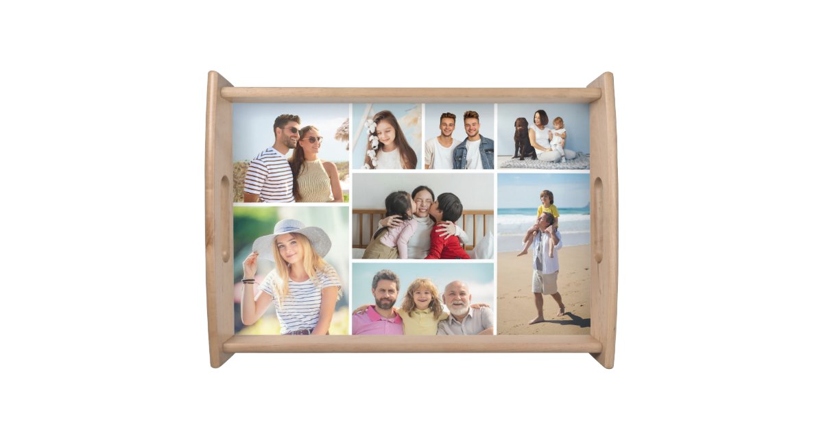 Create Your Own 8 Photo Collage Serving Tray | Zazzle