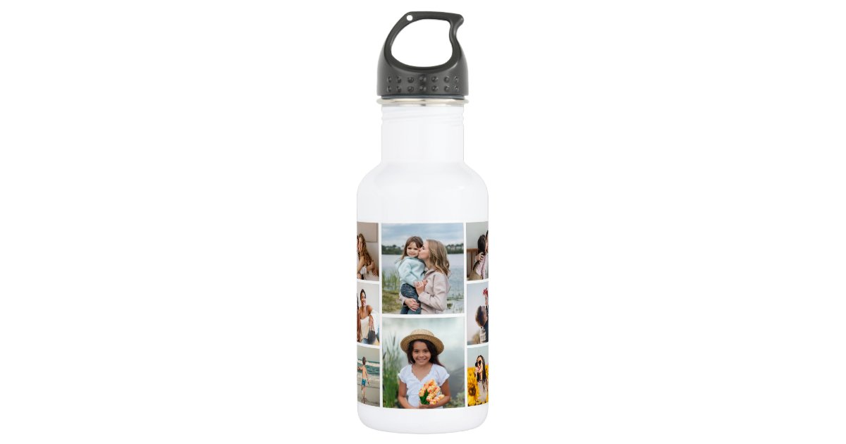 Create Your Own 8 Photo Collage Stainless Steel Water Bottle | Zazzle