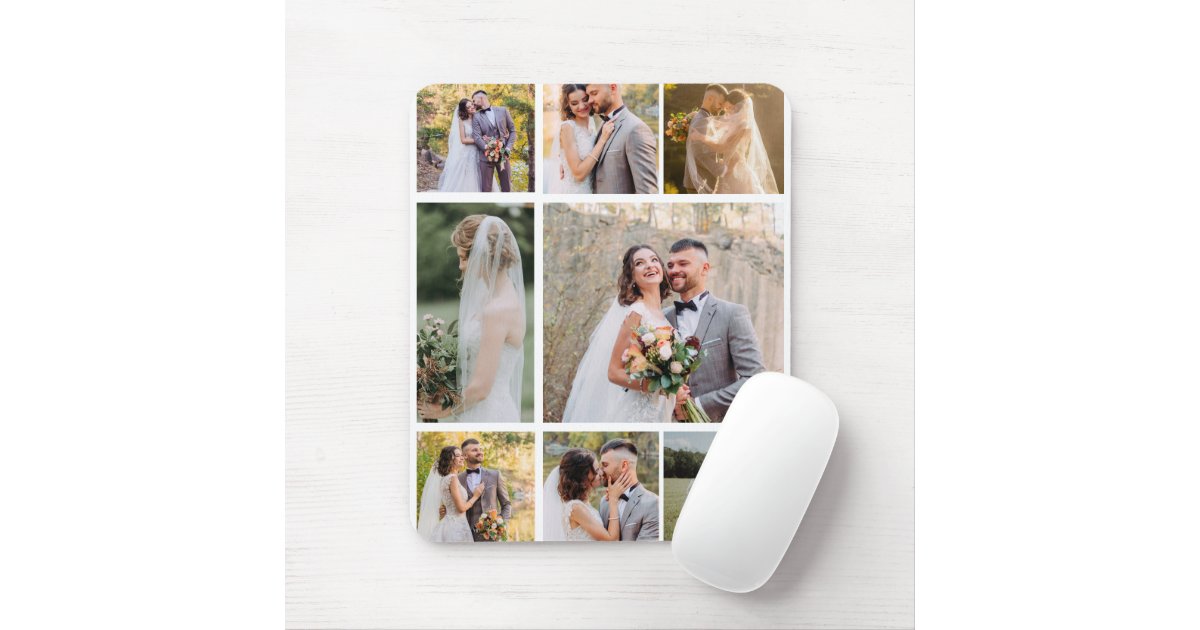 Create Your Own 8 Photo Wedding Collage Mouse Pad | Zazzle