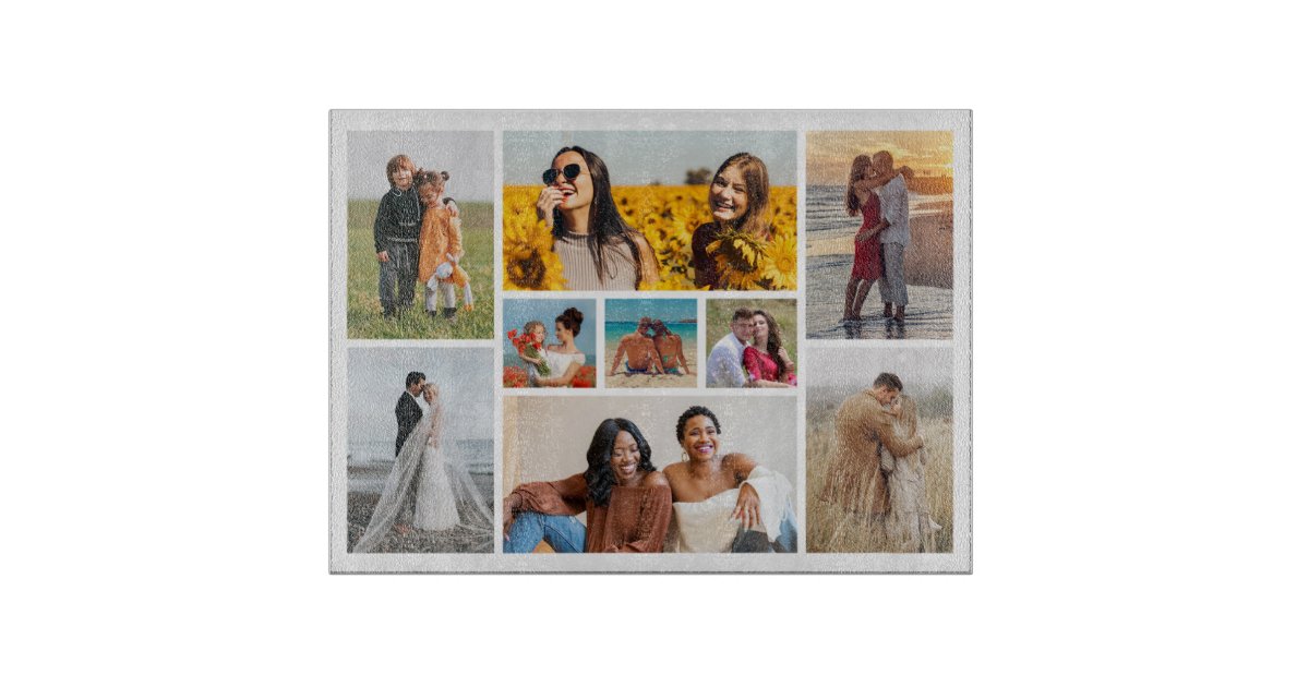 Create Your Own 9 Photo Collage Cutting Board | Zazzle