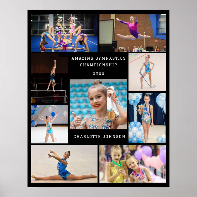 Create Your Own 9 Photo Collage Gymnastics Poster | Zazzle