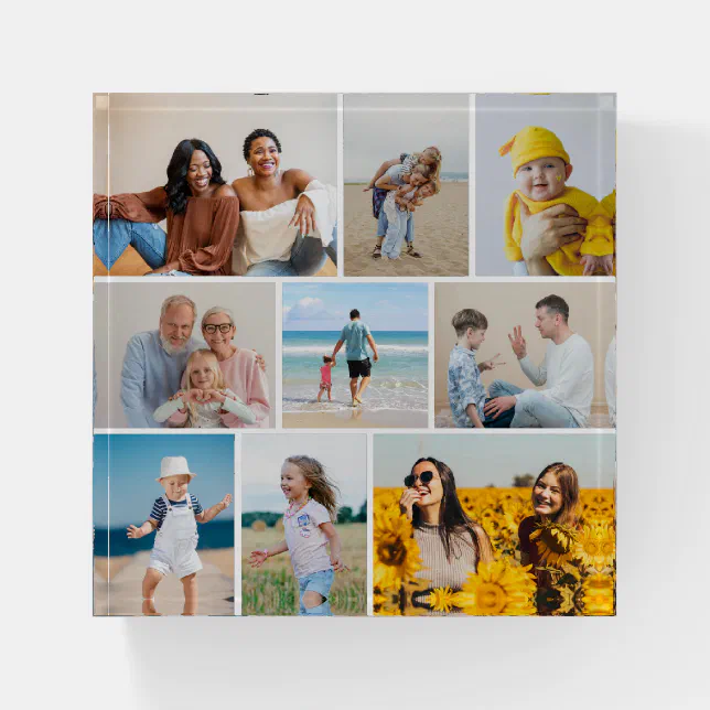 Create Your Own 9 Photo Collage Paperweight | Zazzle