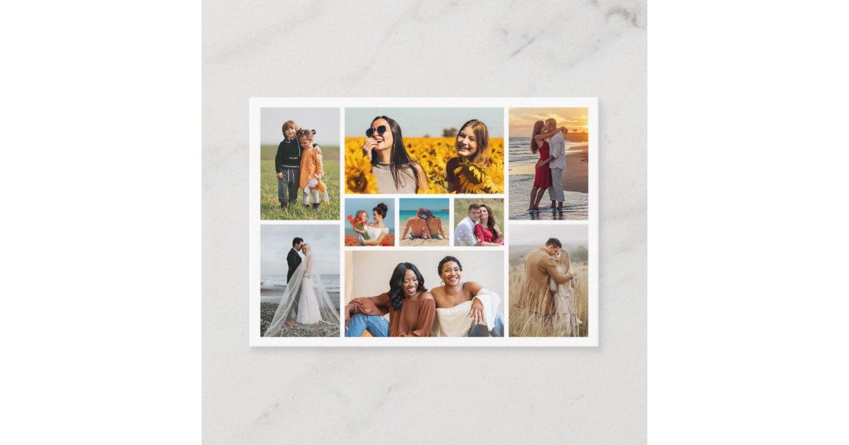 Create Your Own 9 Photo Collage Place Card | Zazzle