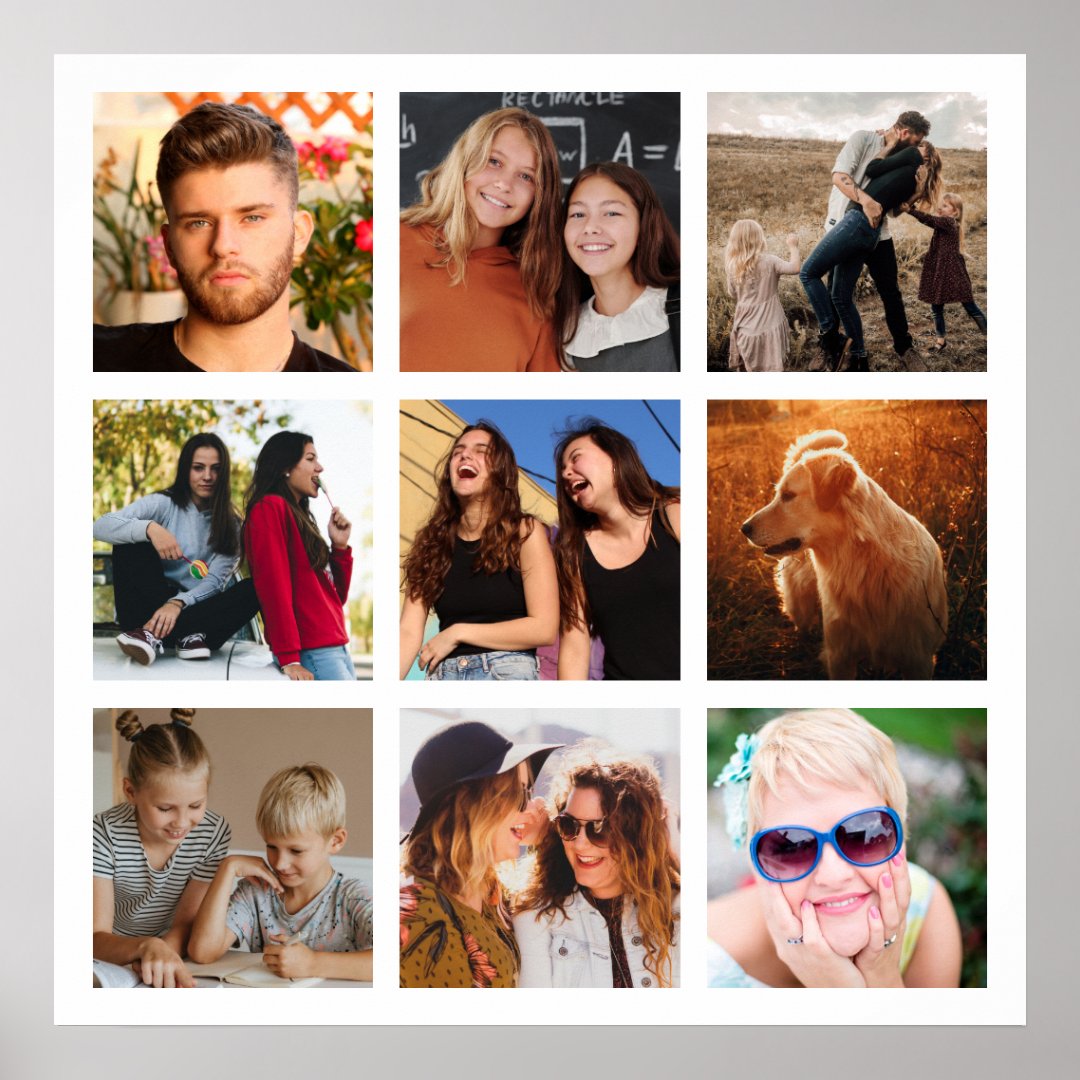 Create Your Own 9 Square Photo Collage Poster | Zazzle