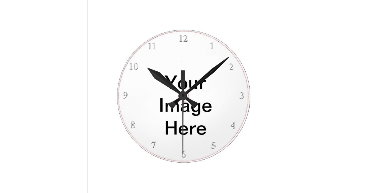 Create Your Own- Add Image Custom Text Round Clock | Zazzle.com