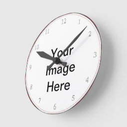 Create Your Own- Add Image Custom Text Round Clock | Zazzle