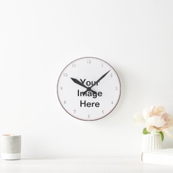 Create Your Own- Add Image Custom Text Round Clock | Zazzle