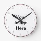 Create Your Own- Add Image Custom Text Round Clock | Zazzle