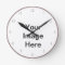 Create Your Own- Add Image Custom Text Round Clock | Zazzle