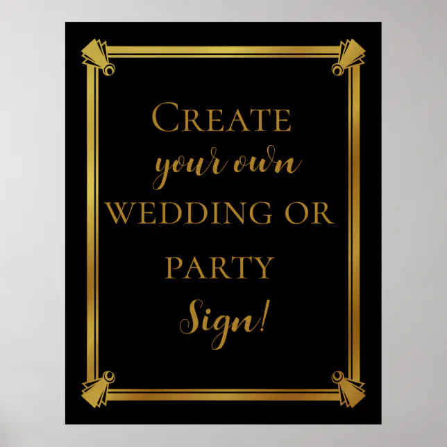 Create your own art deco style wedding sign | Zazzle