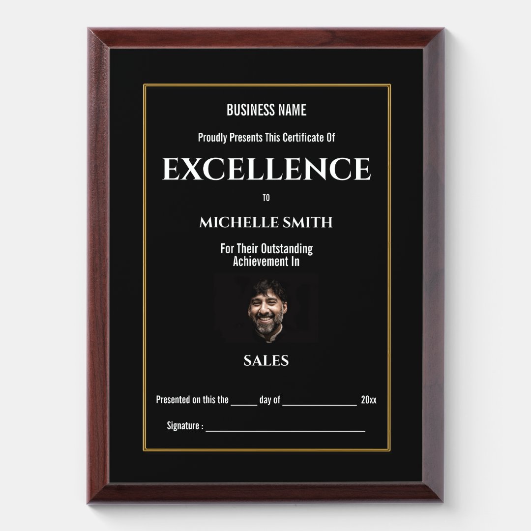 Create your own award certificate | Black photo | Zazzle