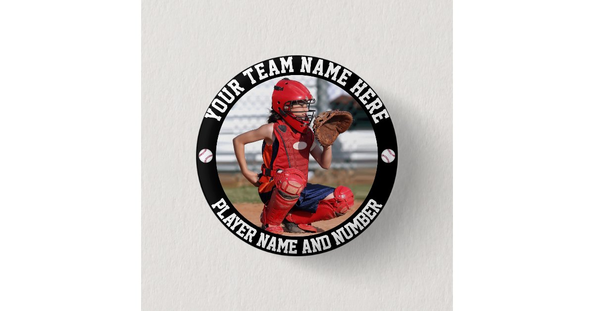Create Your Own Baseball Player Photo Name Button | Zazzle
