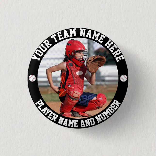 Create Your Own Baseball Player Photo Name Button | Zazzle