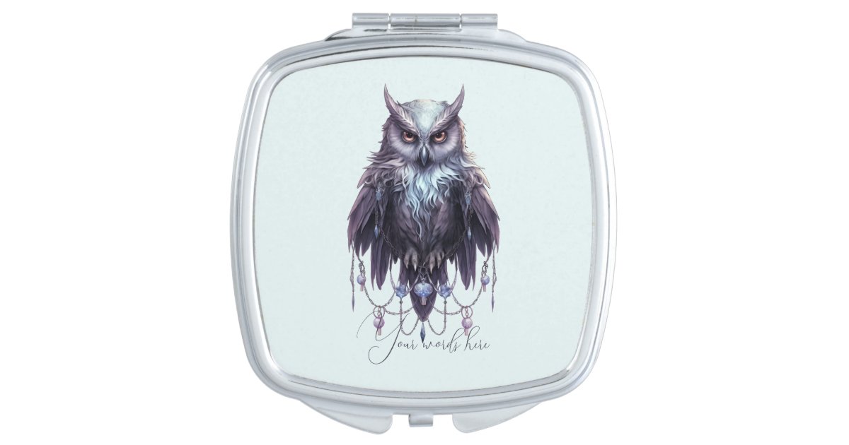 Create Your Own Bejewled Purple Owl Compact Mirror | Zazzle