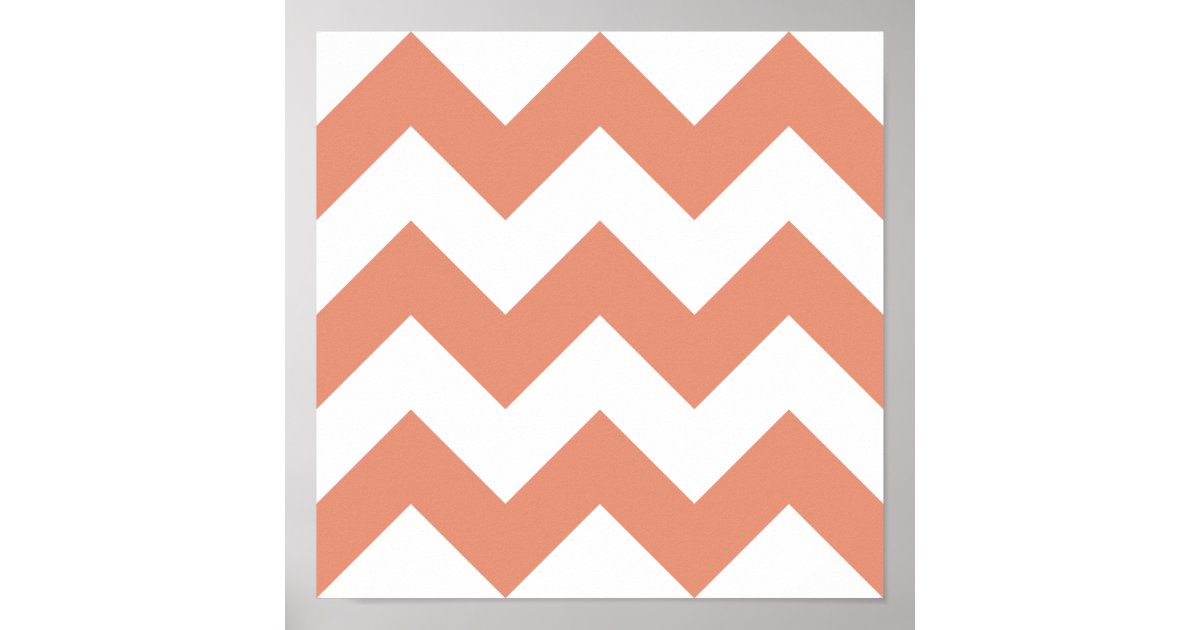 Create Your Own Big Dark Salmon Zigzag Pattern Poster | Zazzle