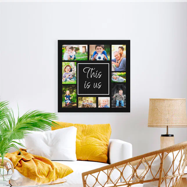 Create Your Own Black Multi Photo Collage This Us Canvas Print | Zazzle