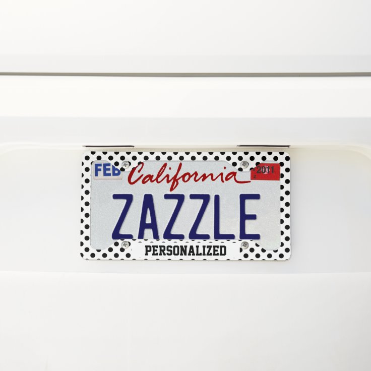 Create Your Own Black Polka Dot Personalized License Plate Frame | Zazzle