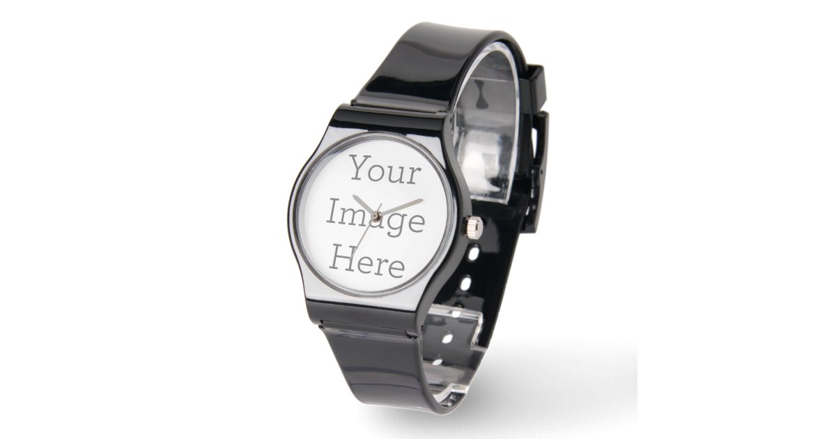 Create Your Own Black Silicone Watch | Zazzle