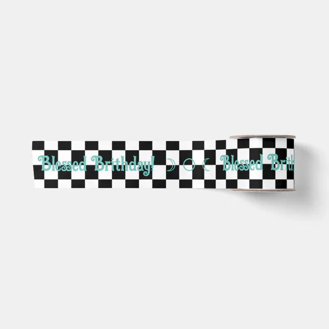 Create Your Own Black & White Checks Satin Ribbon | Zazzle