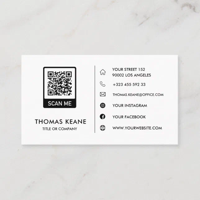 Create Your Own Black White QR-Code Business Card | Zazzle