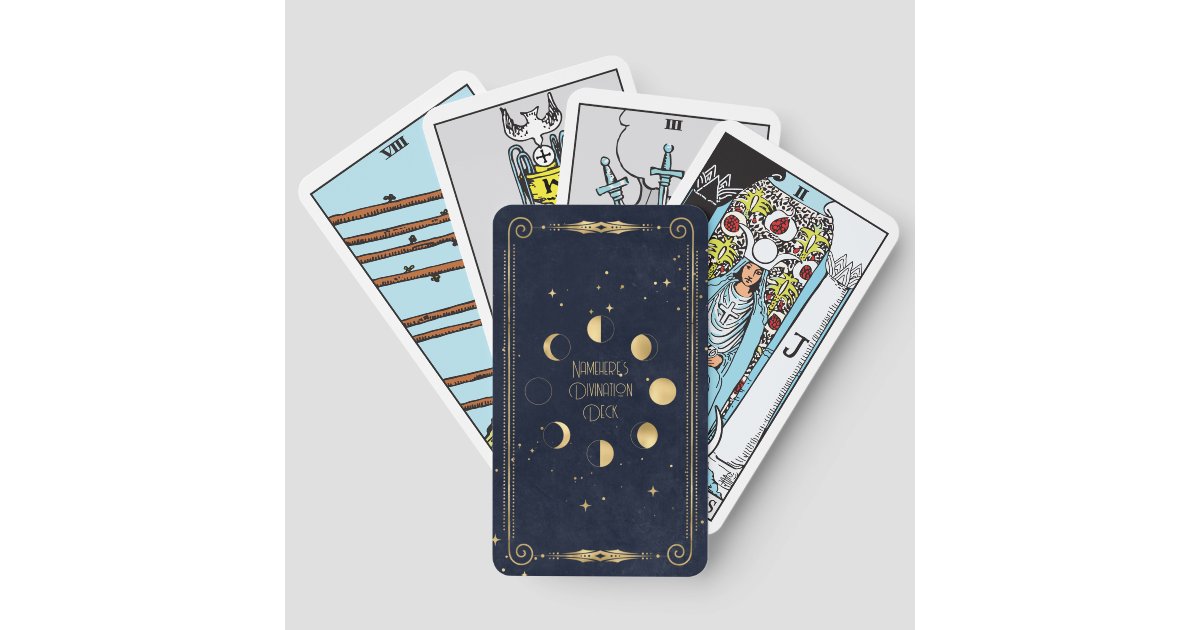 Create Your Own Blue & Gold Celestial Moon Phases Tarot Cards | Zazzle