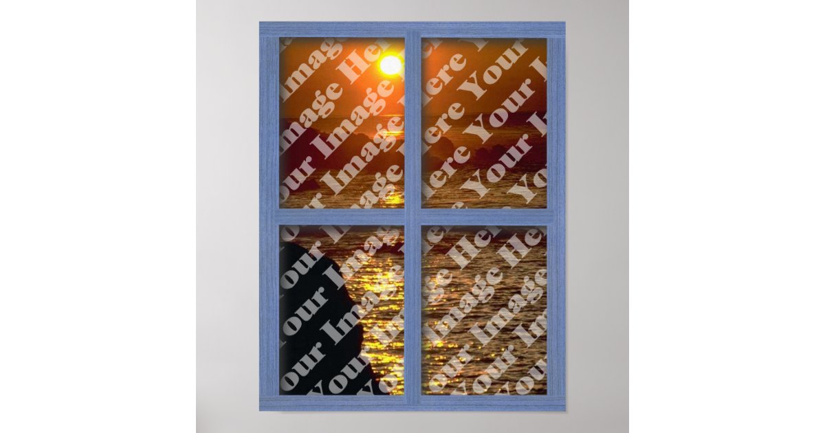 Create Your Own Blue Wooden Window Poster | Zazzle