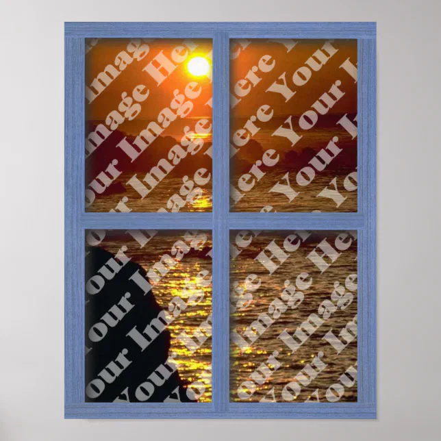 Create Your Own Blue Wooden Window Poster | Zazzle