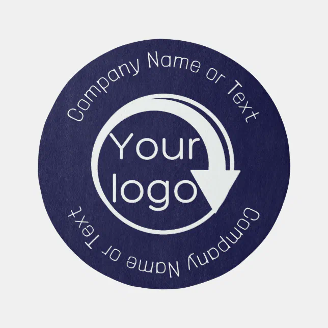 Create Your own Branding Logo Round Navy Blue Rug | Zazzle