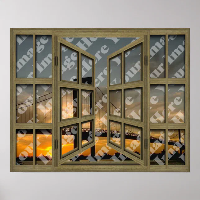 Create Your Own Brown 24 Pane Open Window Poster | Zazzle