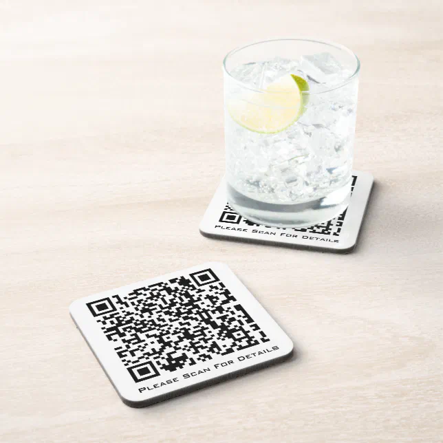 Create Your Own Business QR code Beverage Coaster | Zazzle