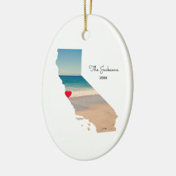 Create Your Own California Shape Vacation Photo Ceramic Ornament | Zazzle