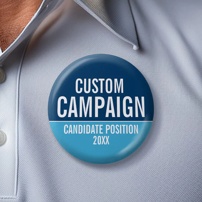 Create Your Own Campaign Gear - Light Blue & Navy Button | Zazzle