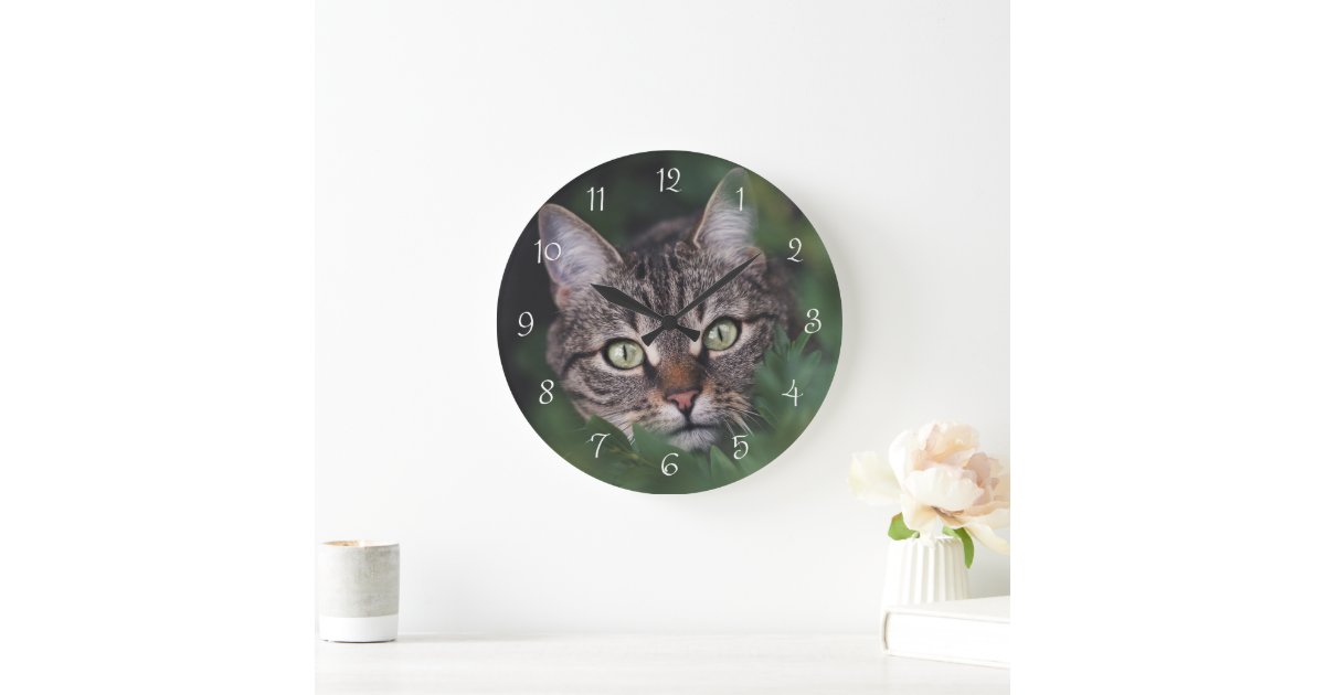 Create Your Own Cat Photo Round Wall Clock | Zazzle