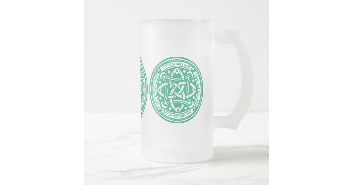 Create Your Own Celtic Knot Shamrock Green Irish Frosted Glass Beer Mug ...