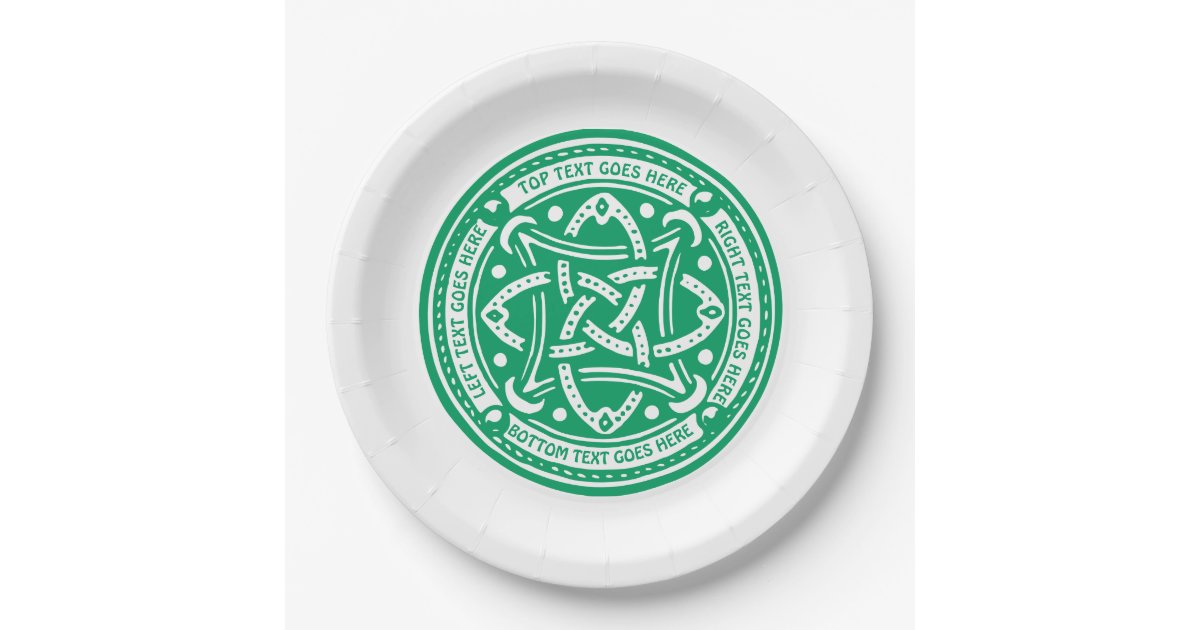 Create Your Own Celtic Knot Shamrock Green Irish Paper Plates | Zazzle