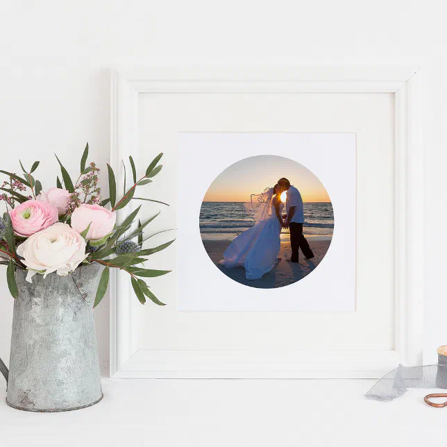 Create Your Own Circle Shape Wedding 8"x8" Photo Print | Zazzle
