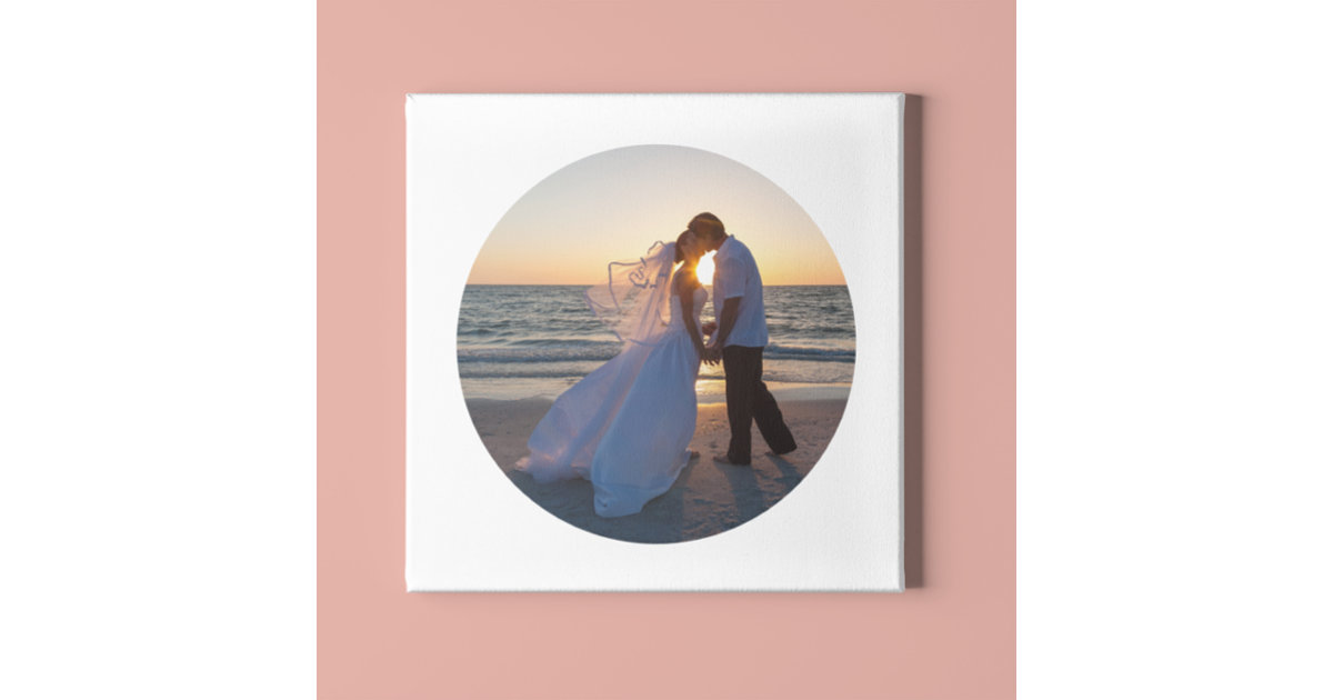 Create Your Own Circle Shape Wedding Photo Canvas Print | Zazzle