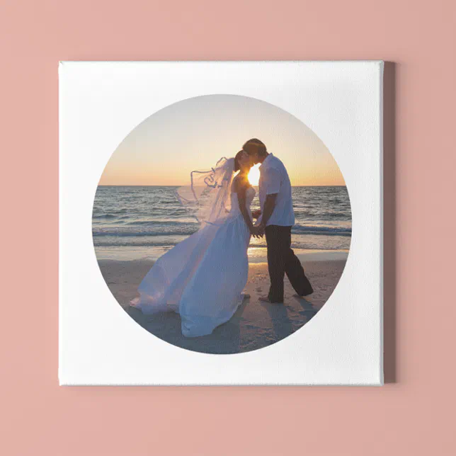 Create Your Own Circle Shape Wedding Photo Canvas Print | Zazzle