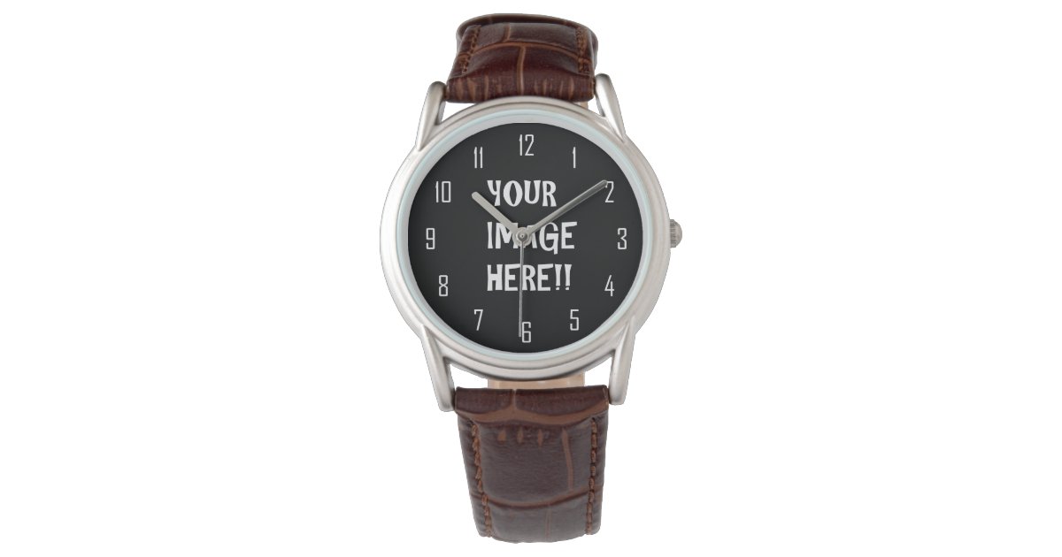 Create Your Own Classic Brown Leather Strap Watch | Zazzle