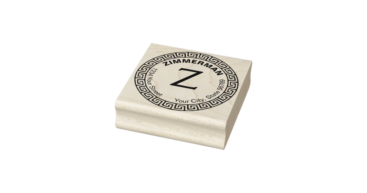 Create Your Own Classic Greek Key Return Address Rubber Stamp | Zazzle