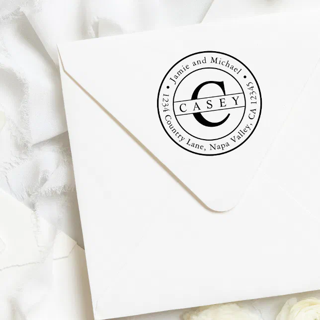 Create Your Own Classic Monogram Return Address Rubber Stamp | Zazzle