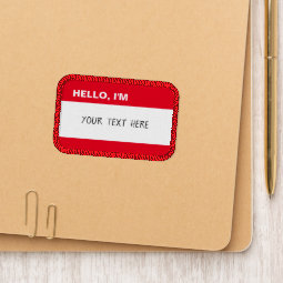 Create Your Own Classic Name Tag Red and White Patch | Zazzle