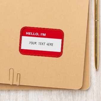 Create Your Own Classic Name Tag Red and White Patch | Zazzle