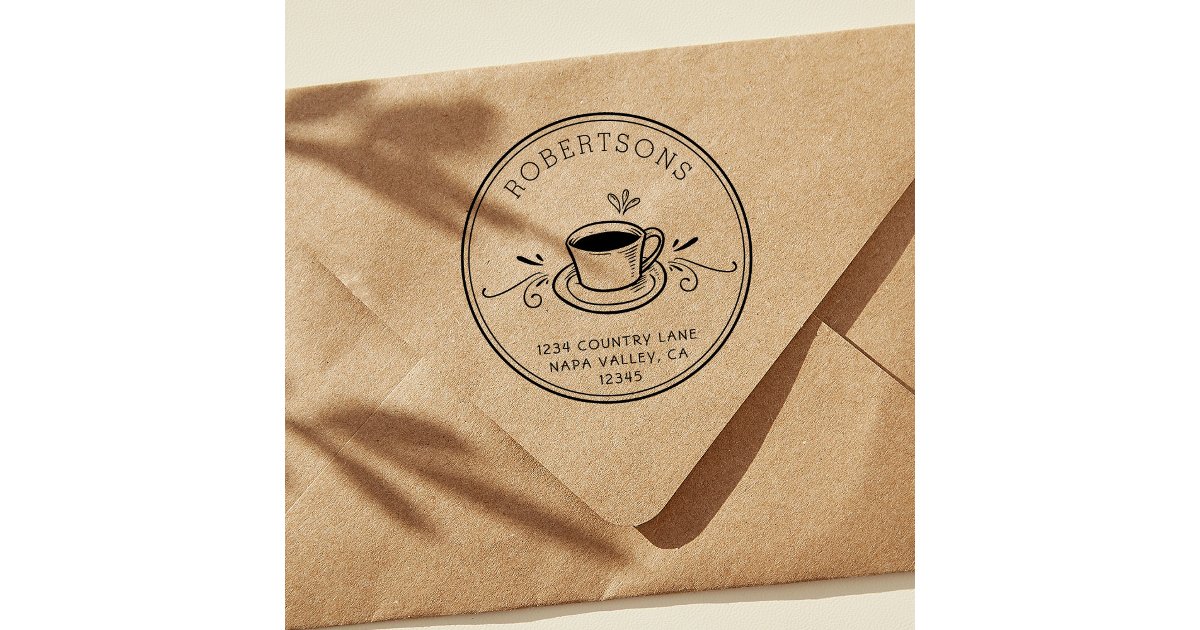 Create Your Own | Coffee Cup Return Address Rubber Stamp | Zazzle