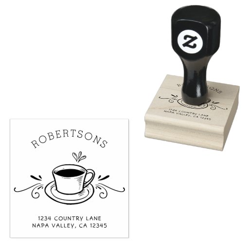 Create Your Own | Coffee Cup Return Address Rubber Stamp | Zazzle